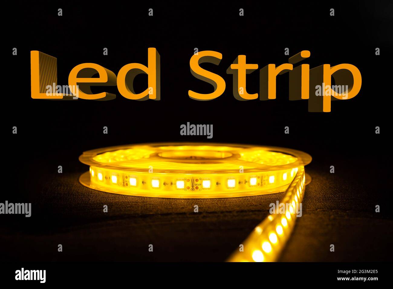 LED Strip Light shining decorative lighting close up 3d illustration ...