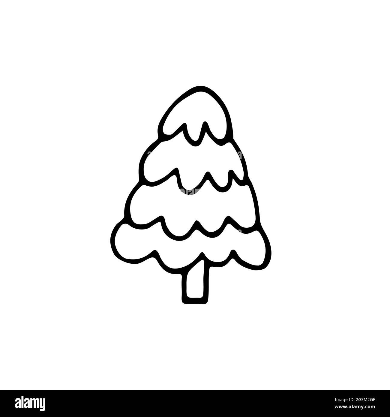 Vector cozy doodle Christmas tree. Hand-drawn fir-tree isolated on ...