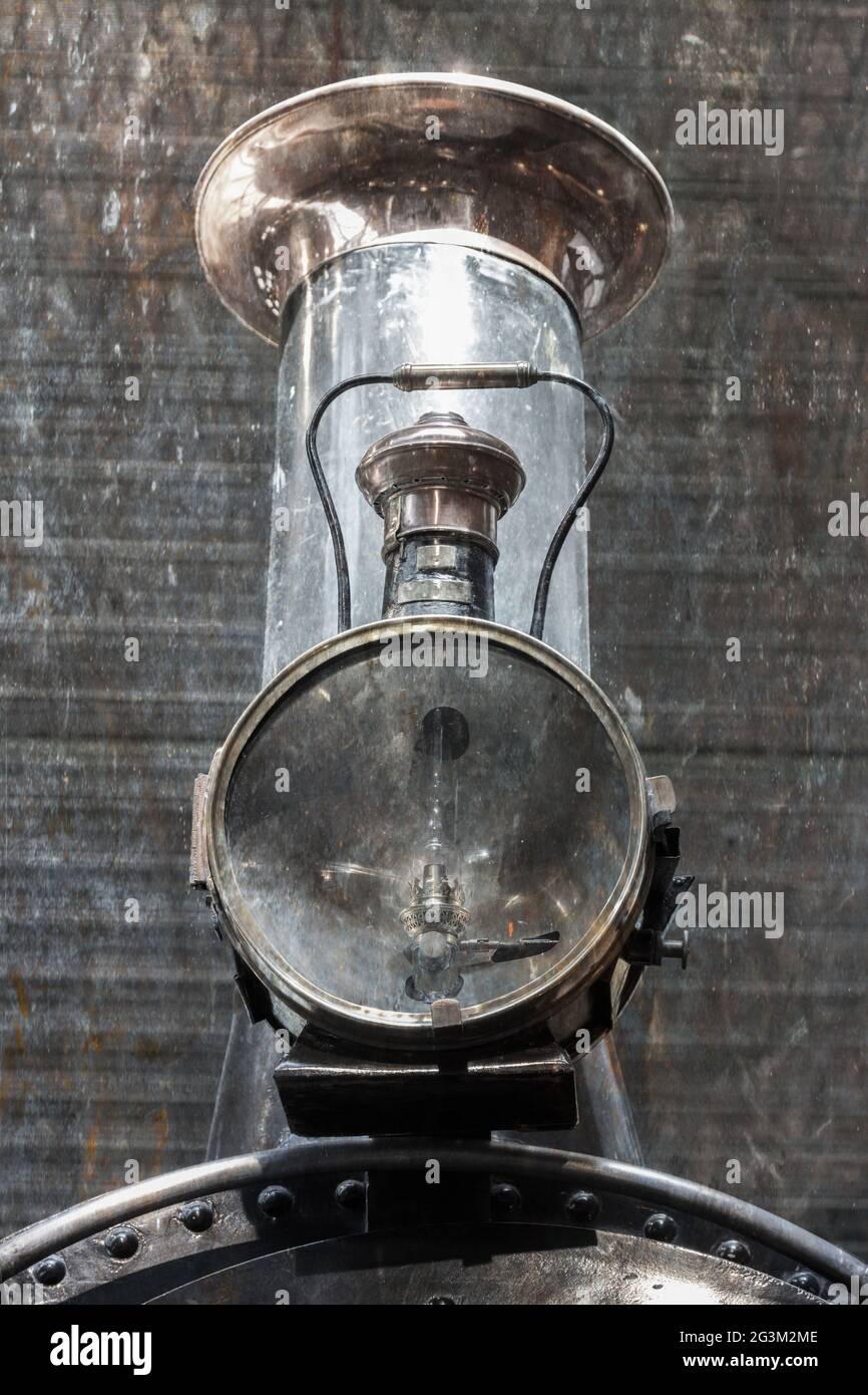 Large old light on a train Stock Photo - Alamy