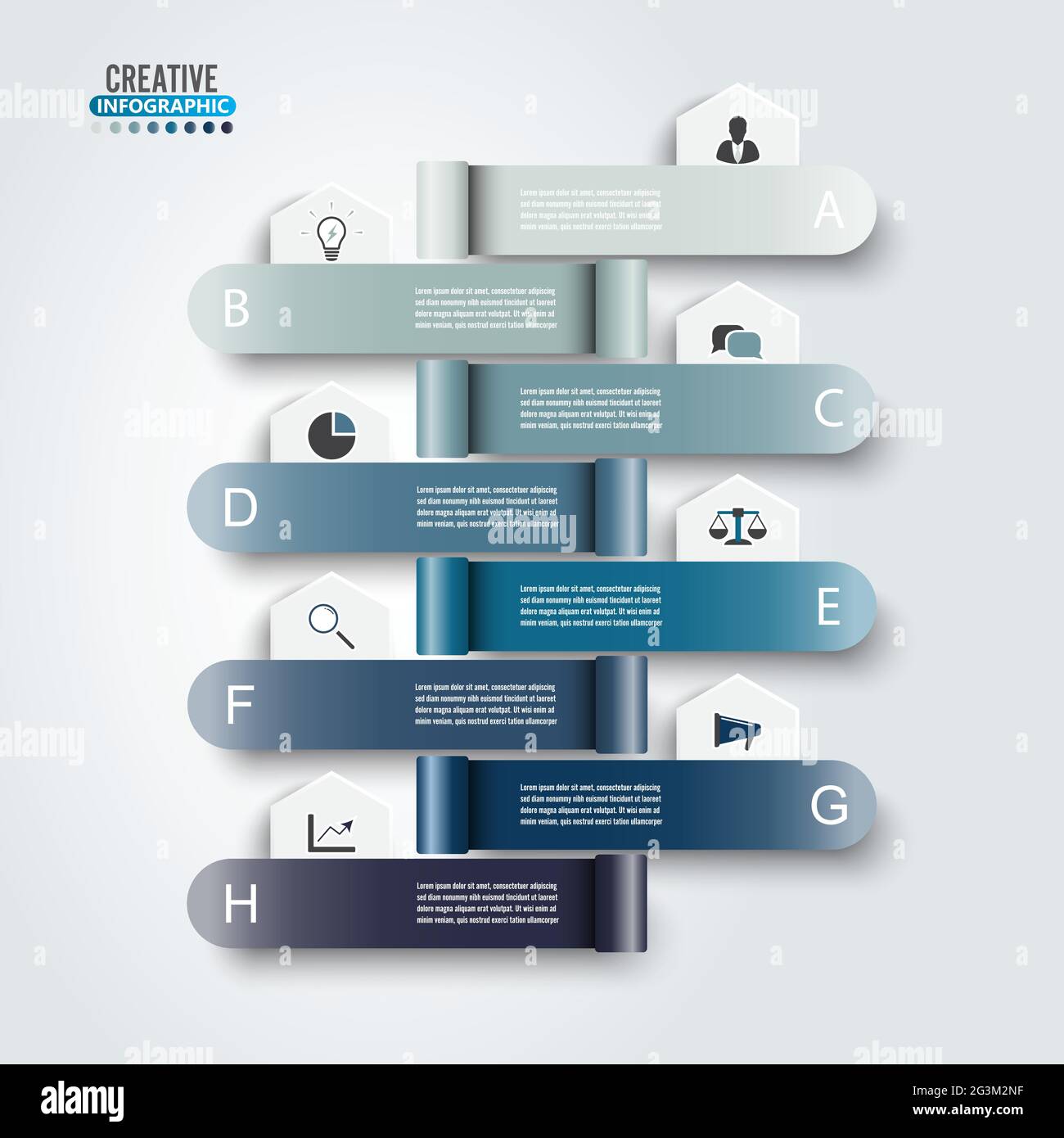 Vector infographic template with 3D paper label, integrated circles ...