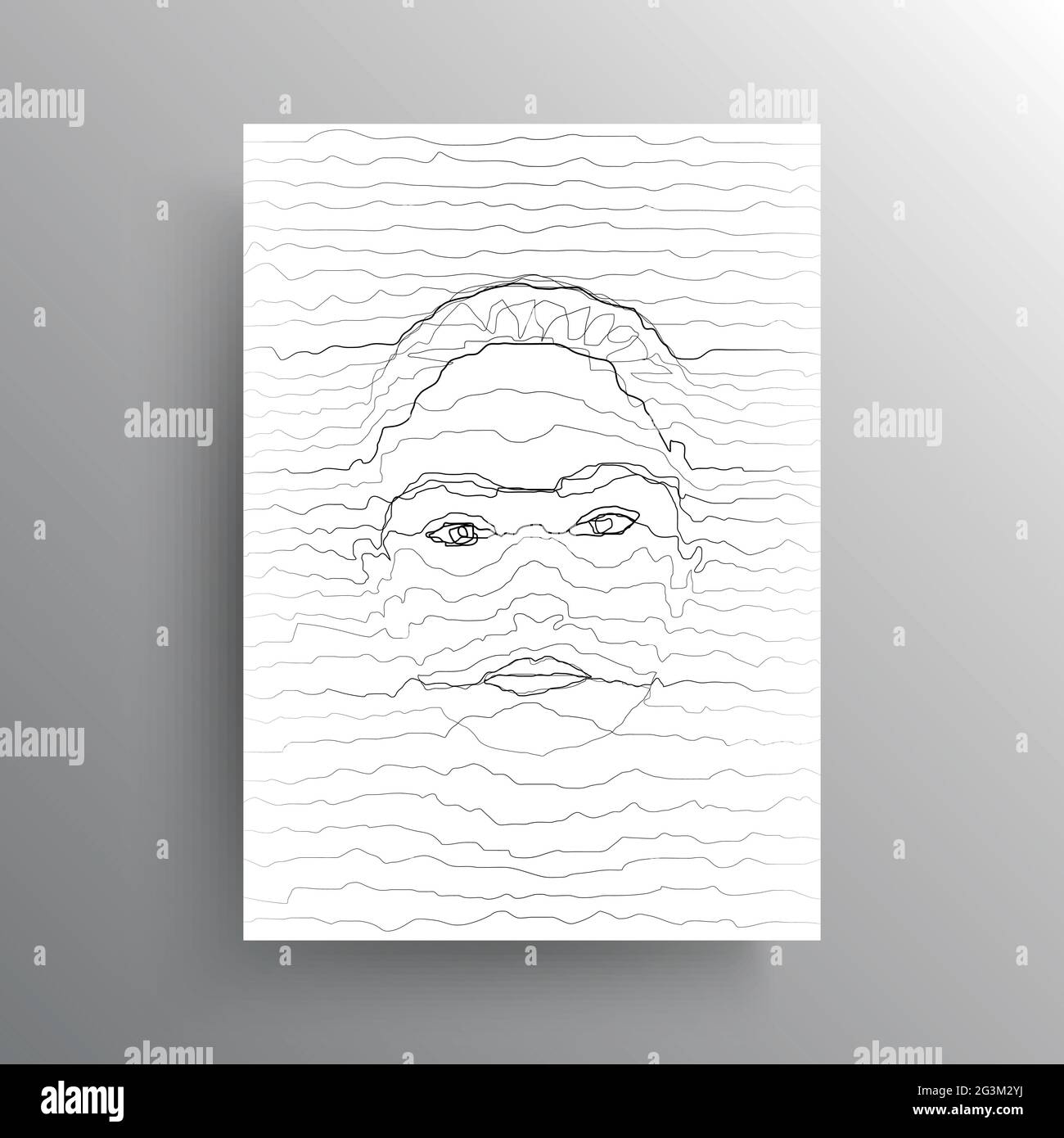 Portrait of an abstract female face in wavy horizontal lines style ...