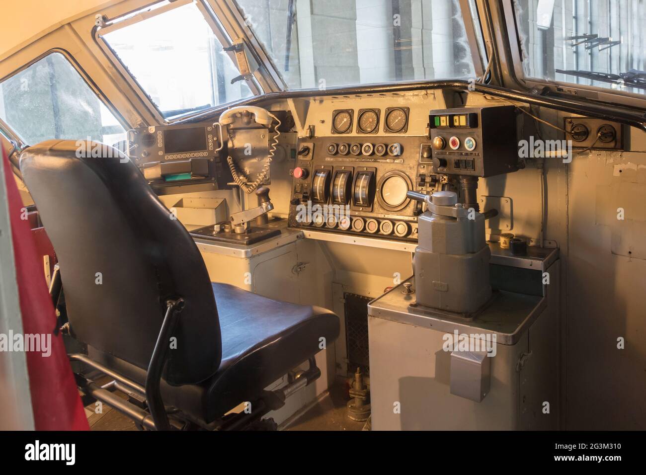 Vintage locomotive - Controling an old train Stock Photo - Alamy