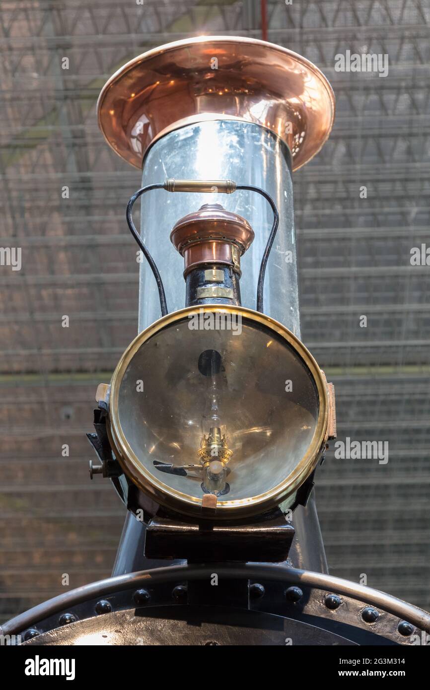 Large old light on a train Stock Photo - Alamy