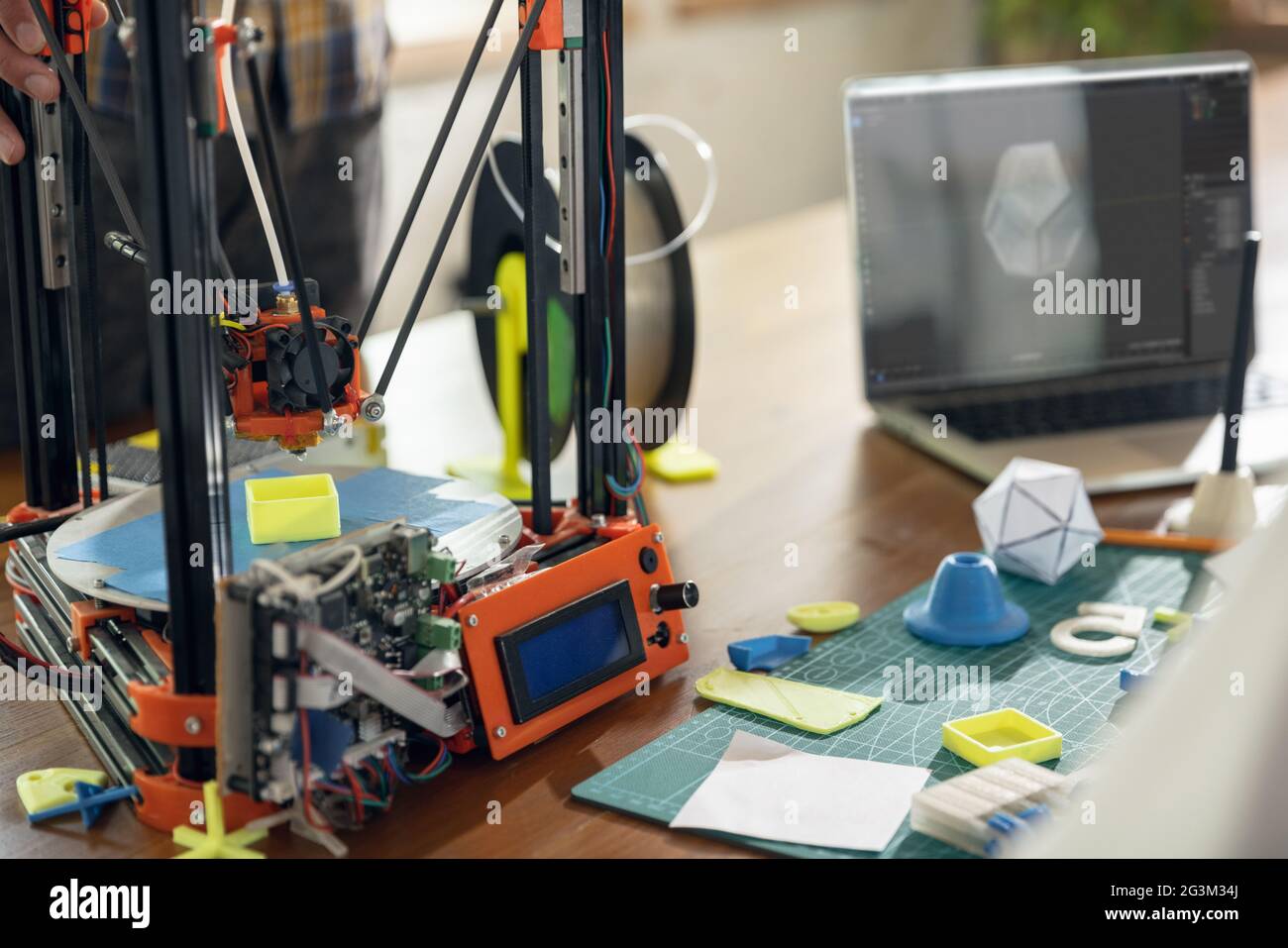 New generation of 3D Printing Machine printing a piece of plastic. For ...