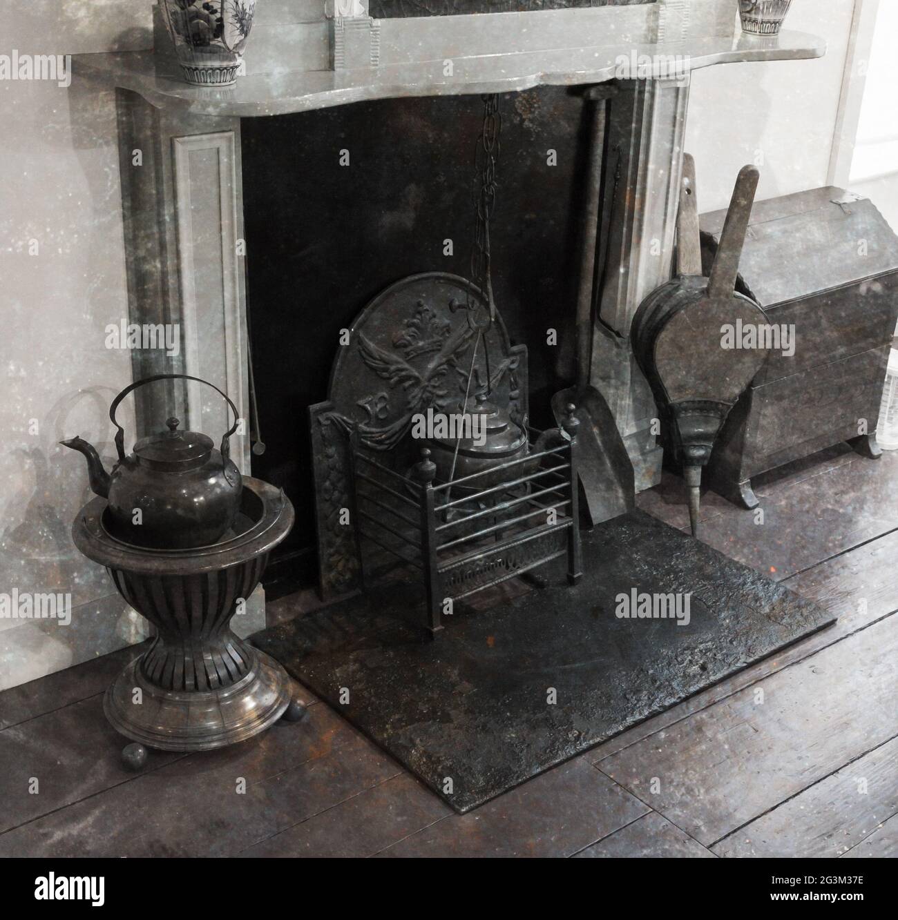 Vintage fireplace in an old dutch house Stock Photo - Alamy