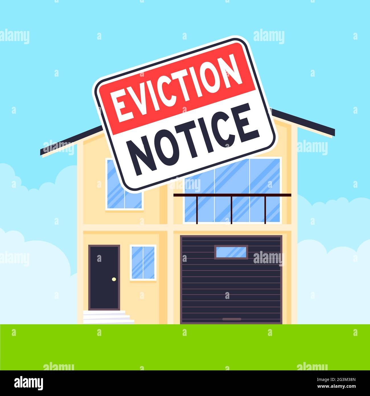House eviction notice legal document icon sign sticker on the house ...