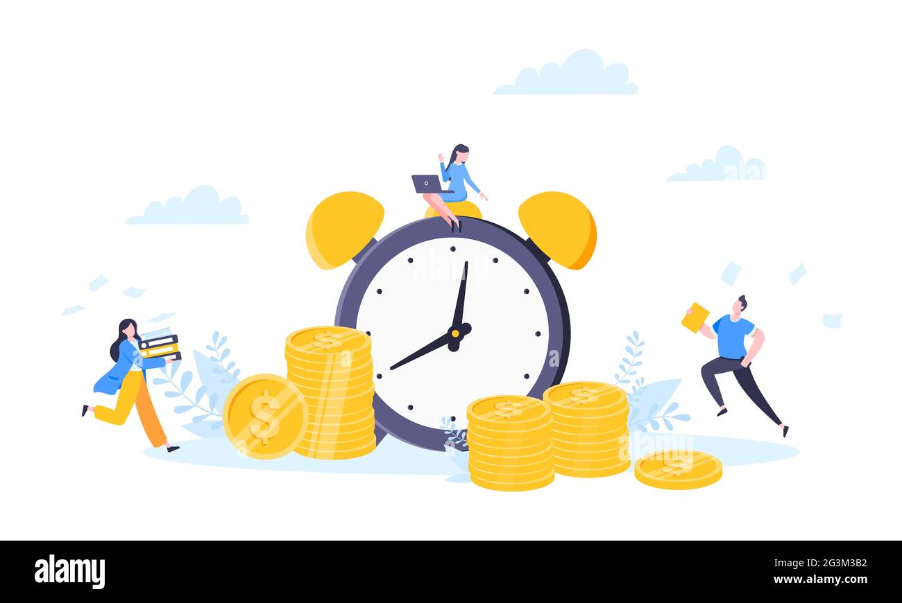 Time is money or save time business concept flat style vector ...