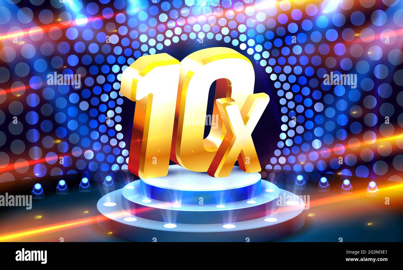 10x winner banner, promotion flyer, prize label. Vector illustration ...