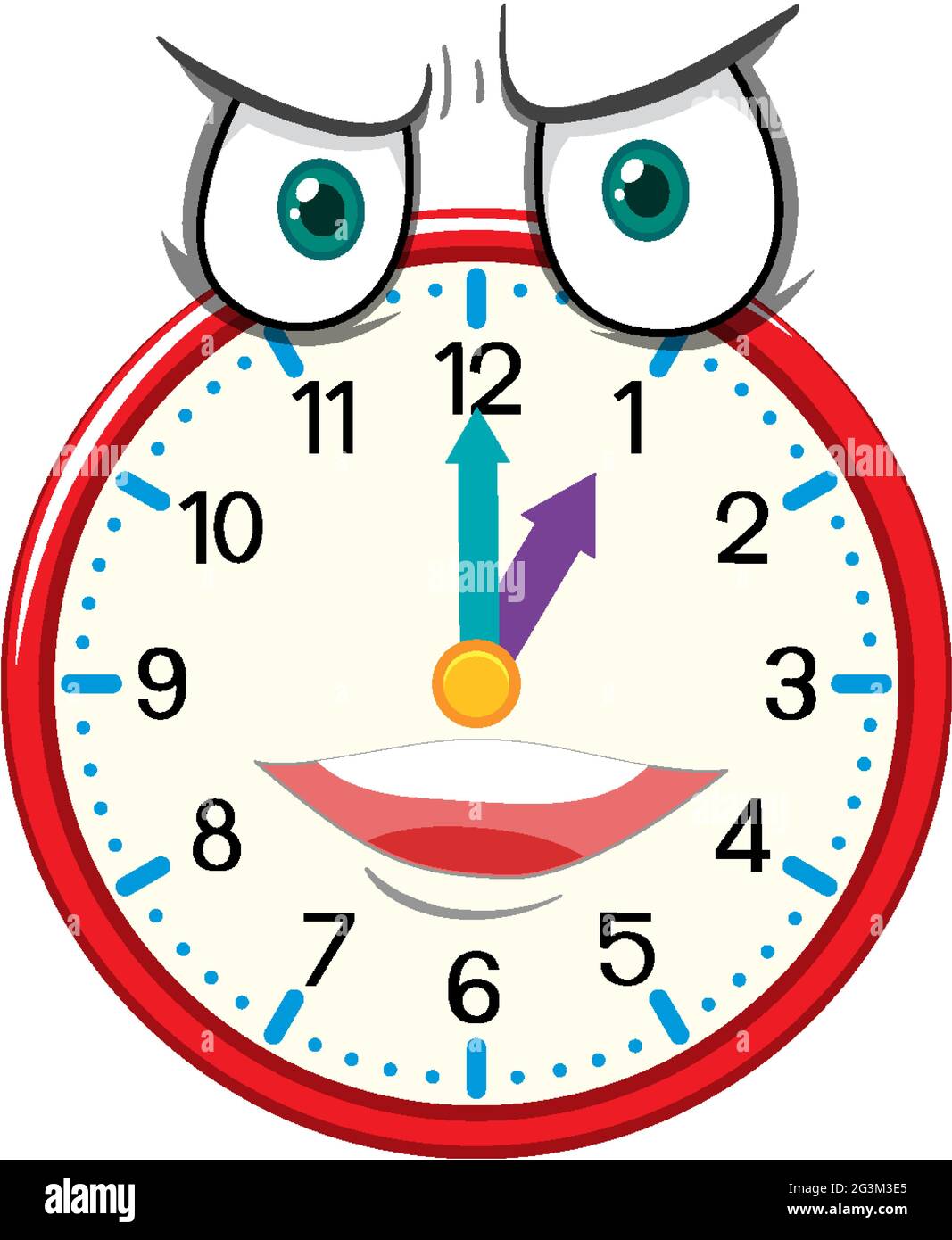 Clock cartoon character with facial expression illustration Stock ...