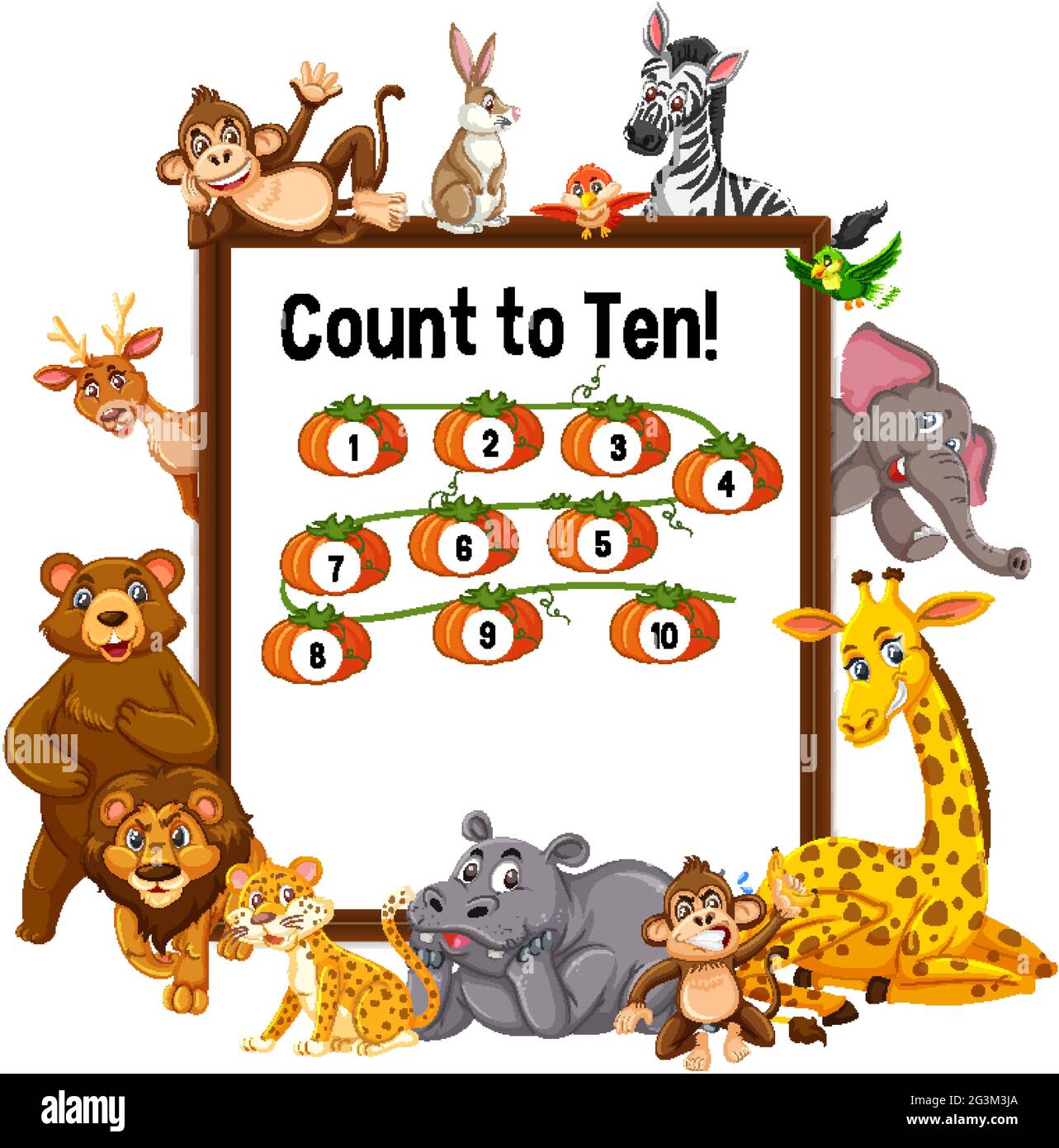 Count to ten board with wild animals illustration Stock Vector Image ...