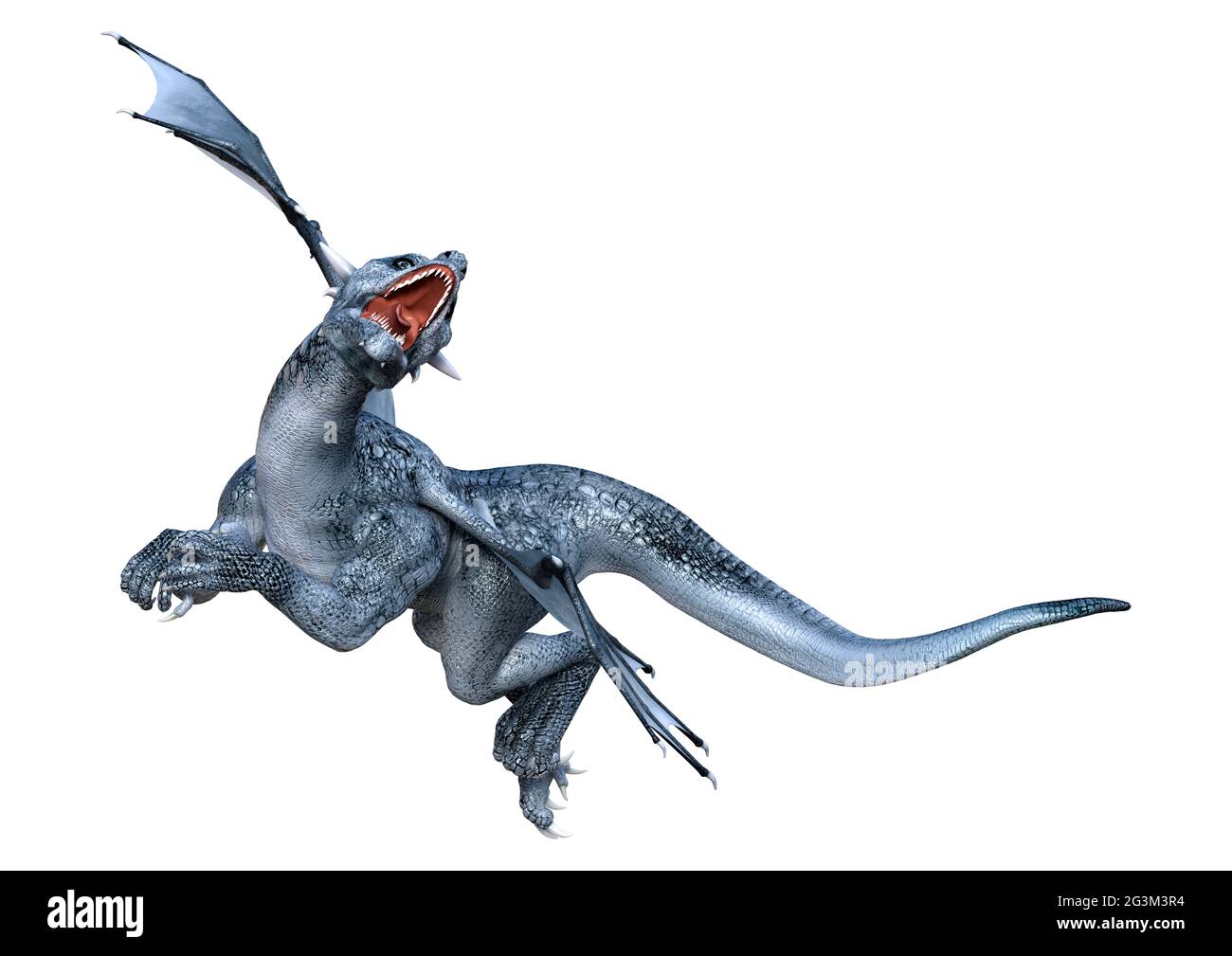 3D rendering of a fantasy dragon isolated on white background Stock ...