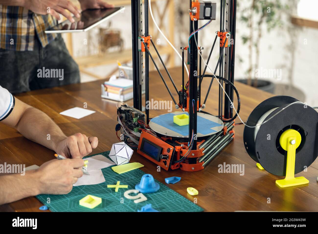 New generation of 3D Printing Machine printing a piece of plastic. For ...