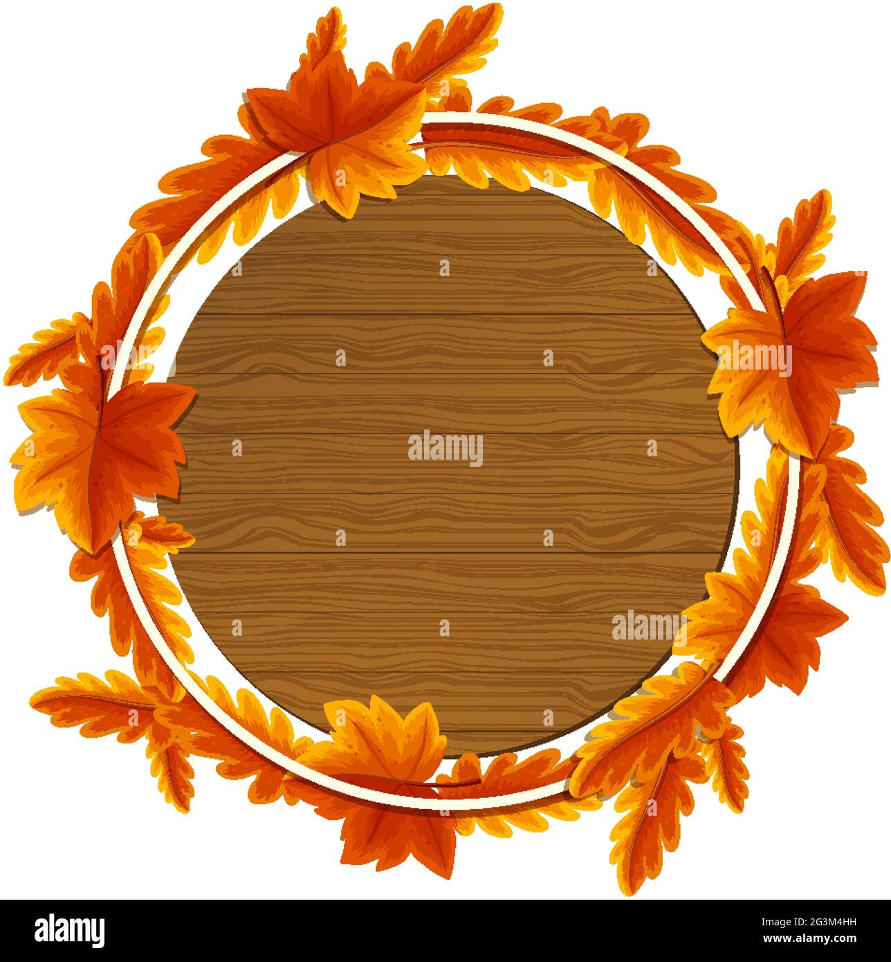 Round autumn leaves frame template illustration Stock Vector Image ...
