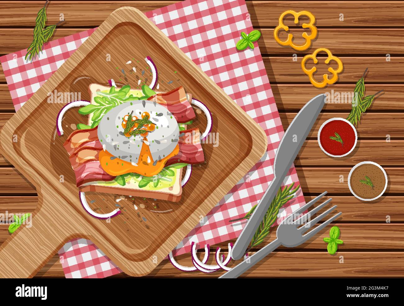 Brunch or breakfast dish in cartoon style on the table illustration ...