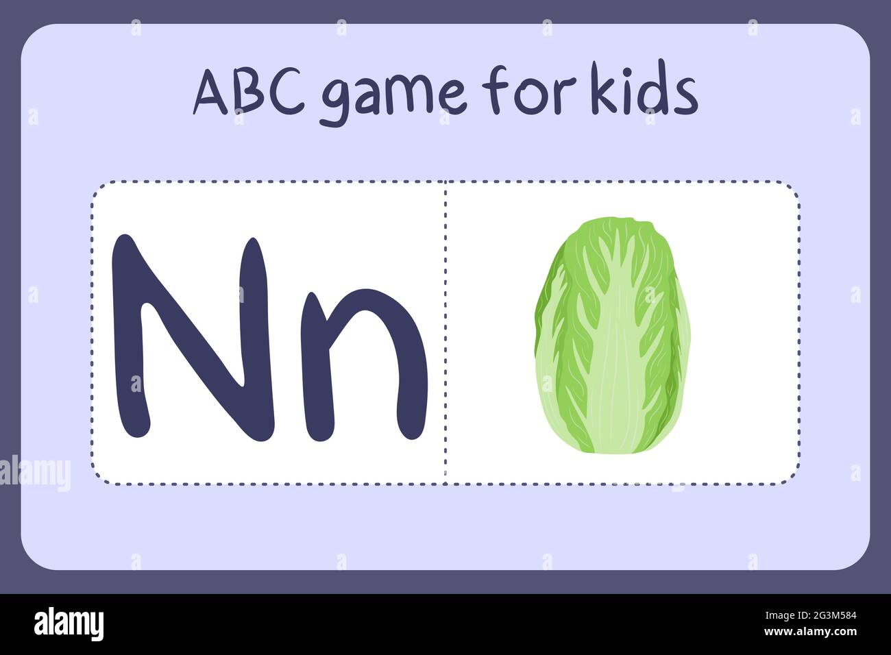 Kid alphabet mini games in cartoon style with letter N - napa cabbage ...
