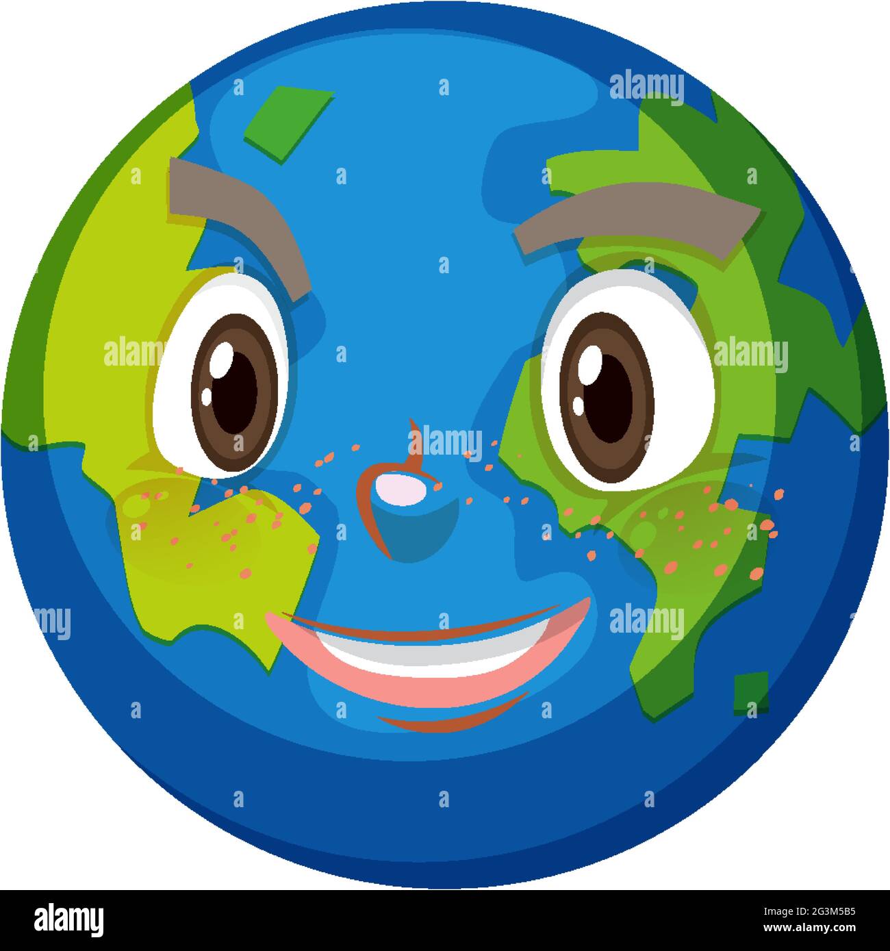 Earth cartoon character with happy face expression on white background ...