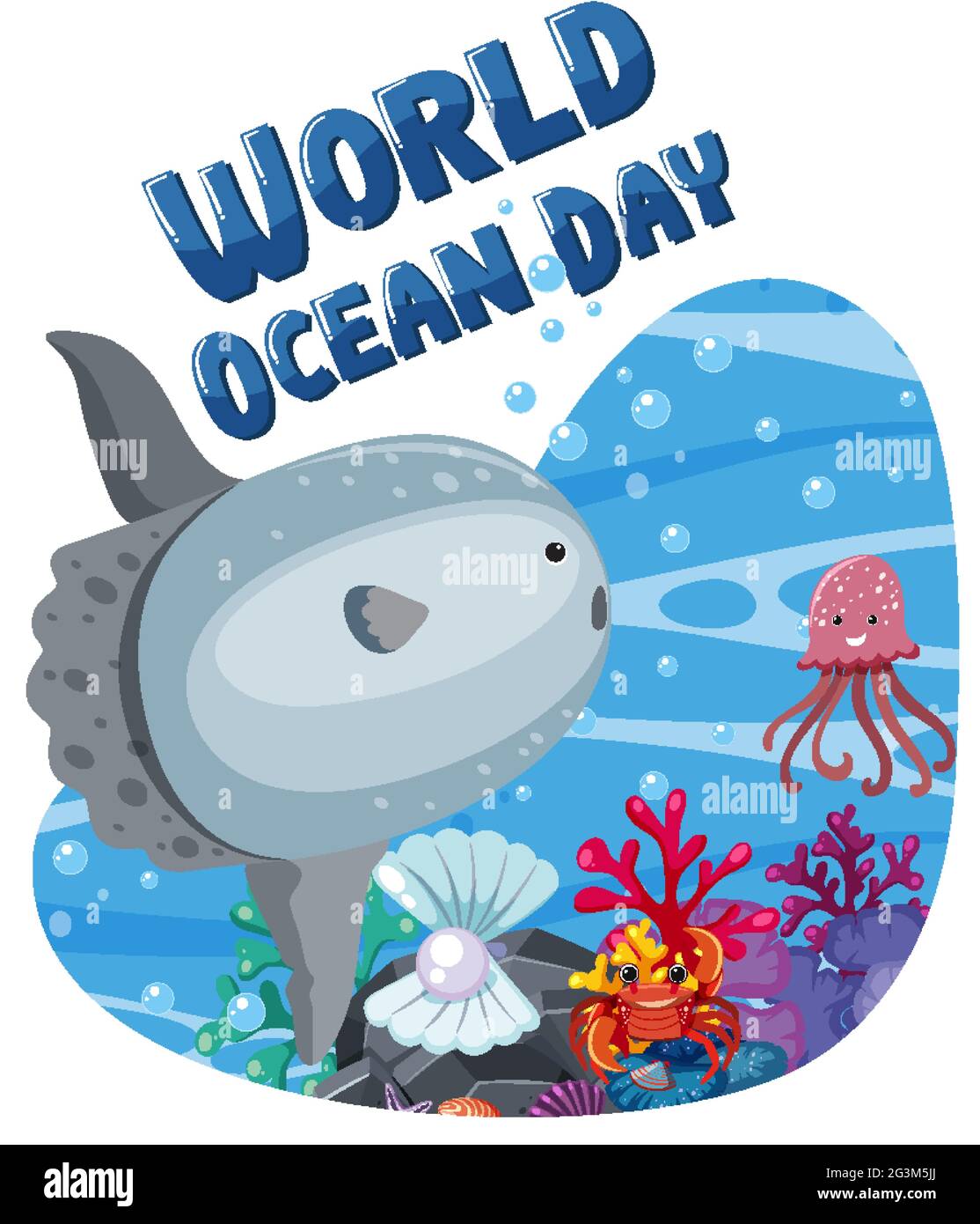 World Ocean Day banner with many different sea animals illustration ...