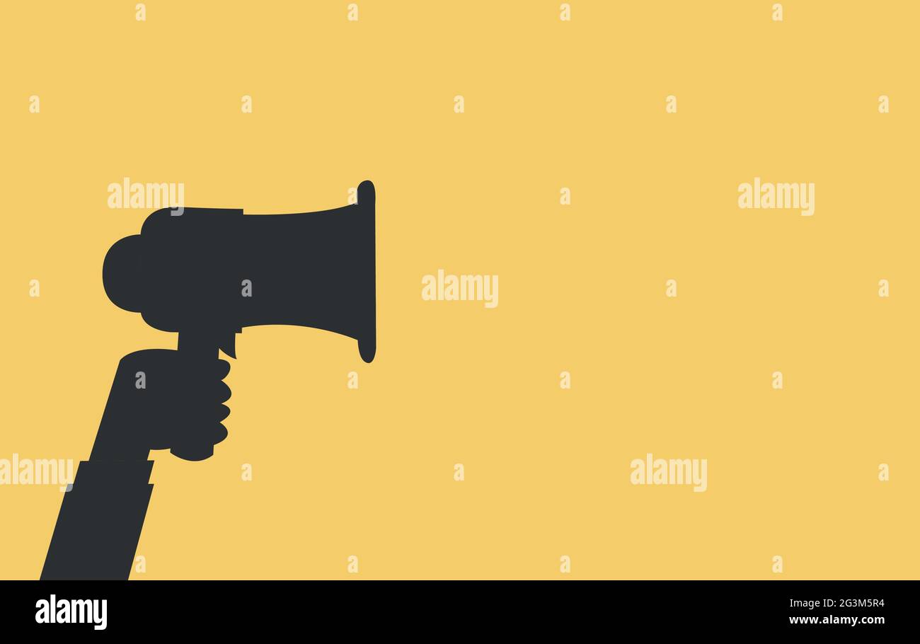 Megaphone message template with blank speech bubble, vector flat Stock ...