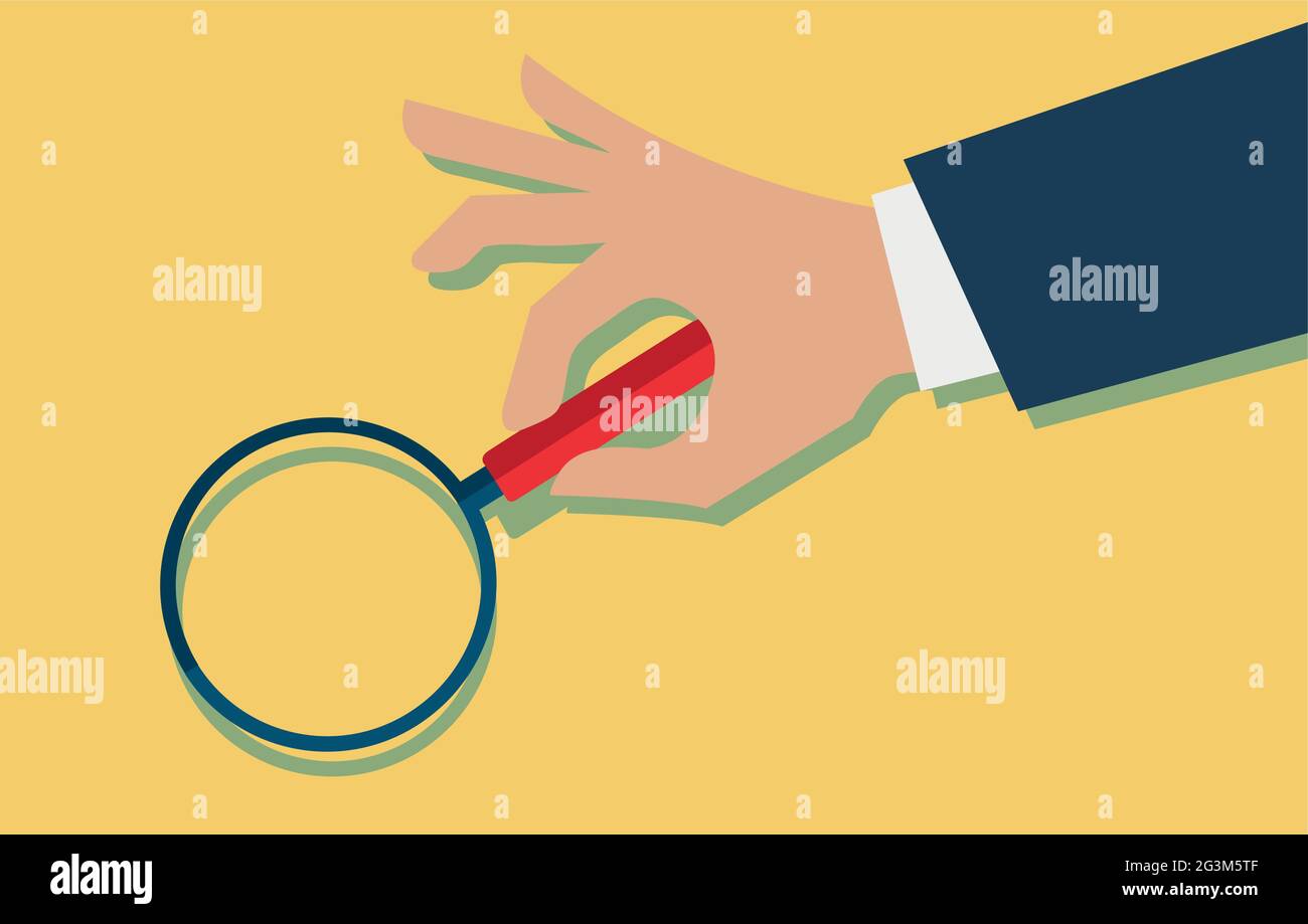 Searching concept with hand holding magnifying glass. Vector Stock ...