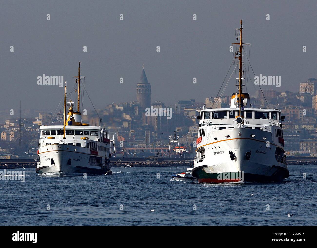 Traditional City Lines ferries, one of the symbols of Istanbul Stock ...