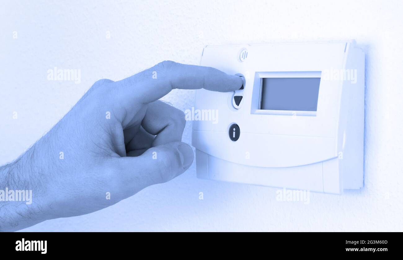Vintage digital thermostat Stock Photo - Alamy