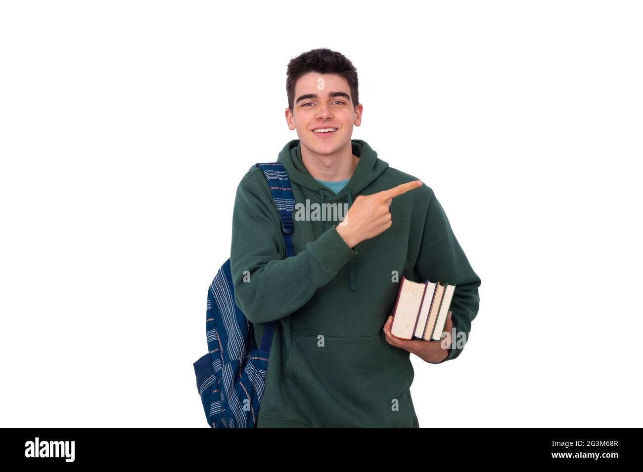student with books isolated on white background Stock Photo - Alamy