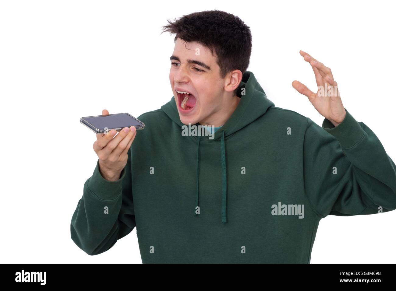 Angry man screaming on smartphone hi-res stock photography and images ...