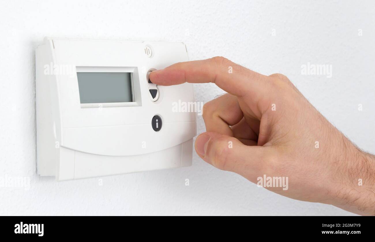 Vintage digital thermostat Stock Photo - Alamy