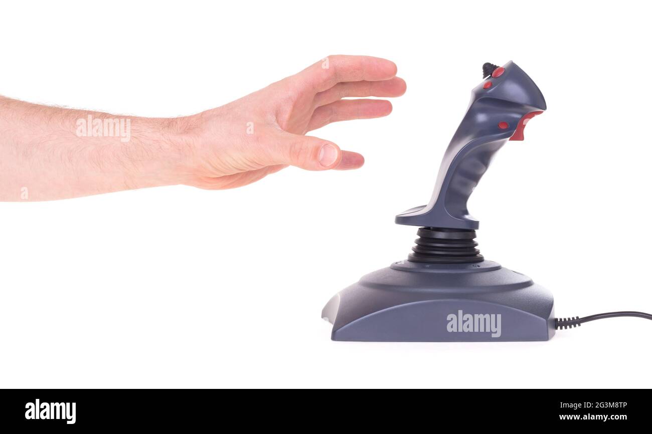 Hand holding gaming joystick Stock Photo - Alamy