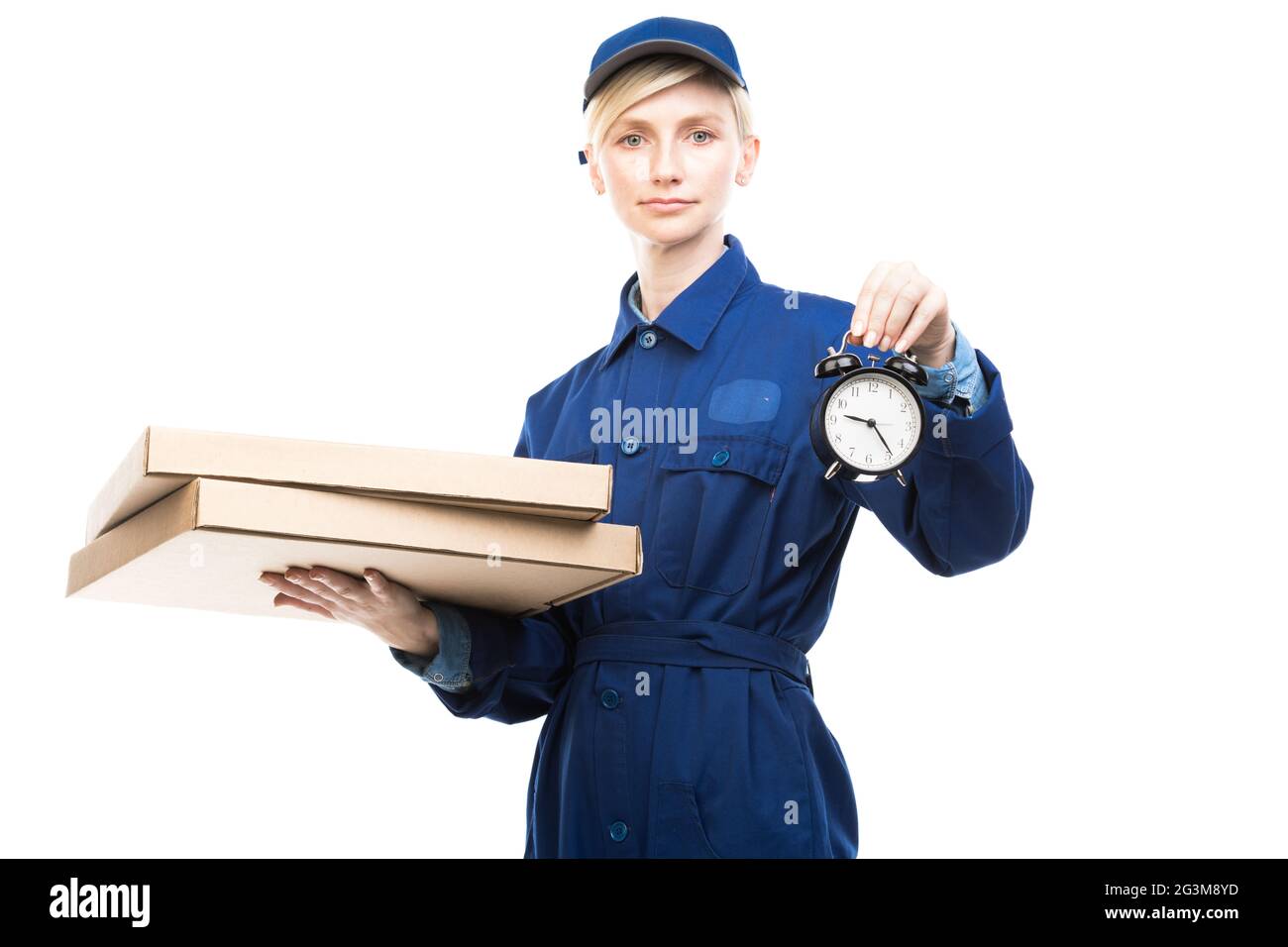 Horizontal medium portrait of modern beautiful Caucasian food delivery ...