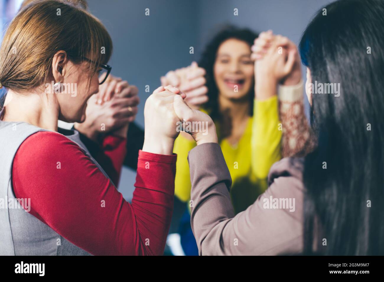 Group therapy session sitting in a circle Stock Photo - Alamy