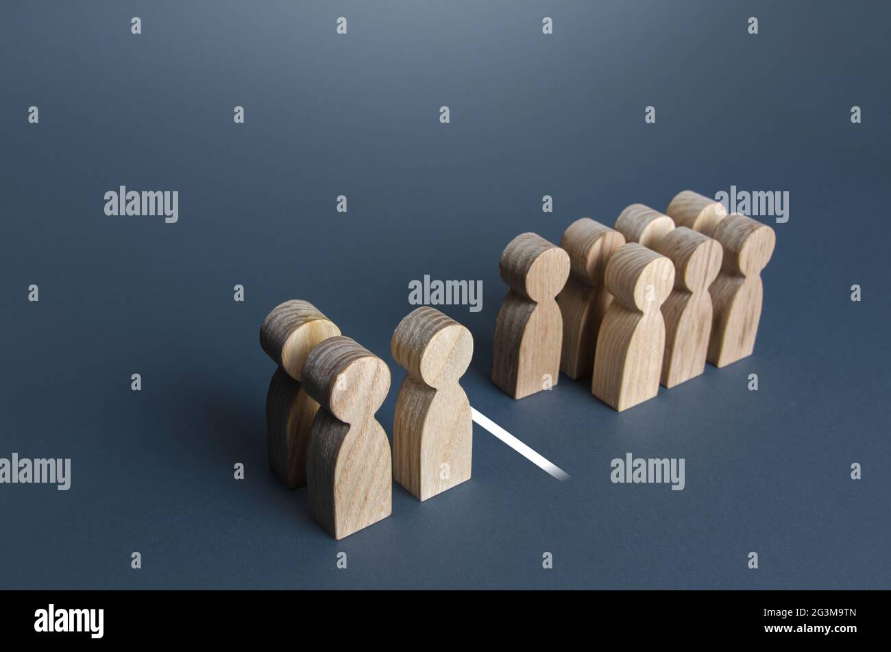 Three out of ten people separated by a line. Visualization of ...
