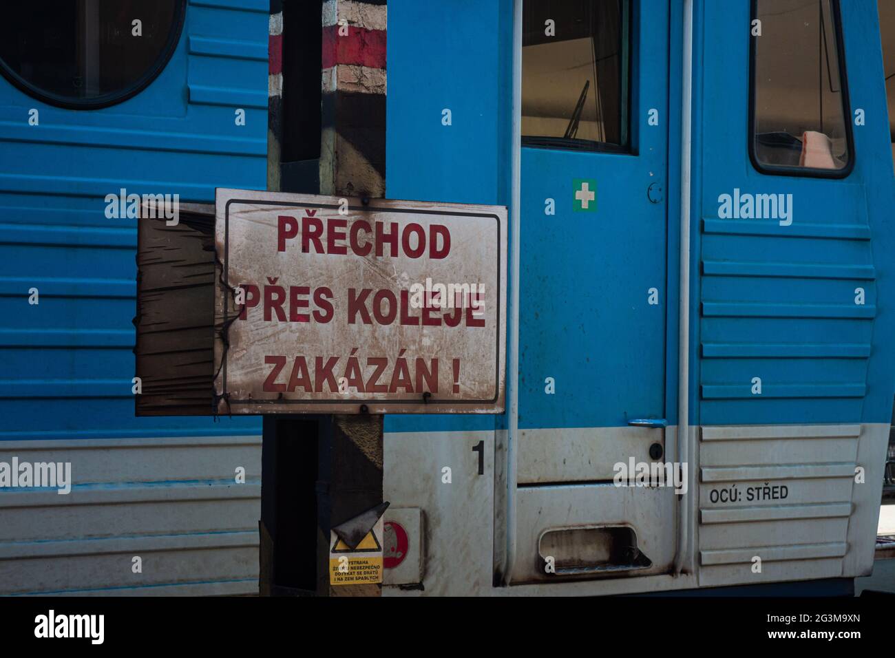 Old platforms in the station Praha-Smichov before reconstruction, sign ...