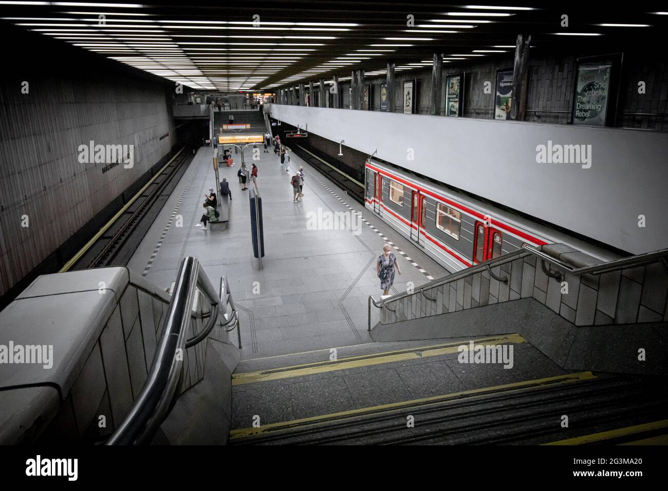Prague metro station on line B - Smichovske nadrazi, in Prague, Czech ...