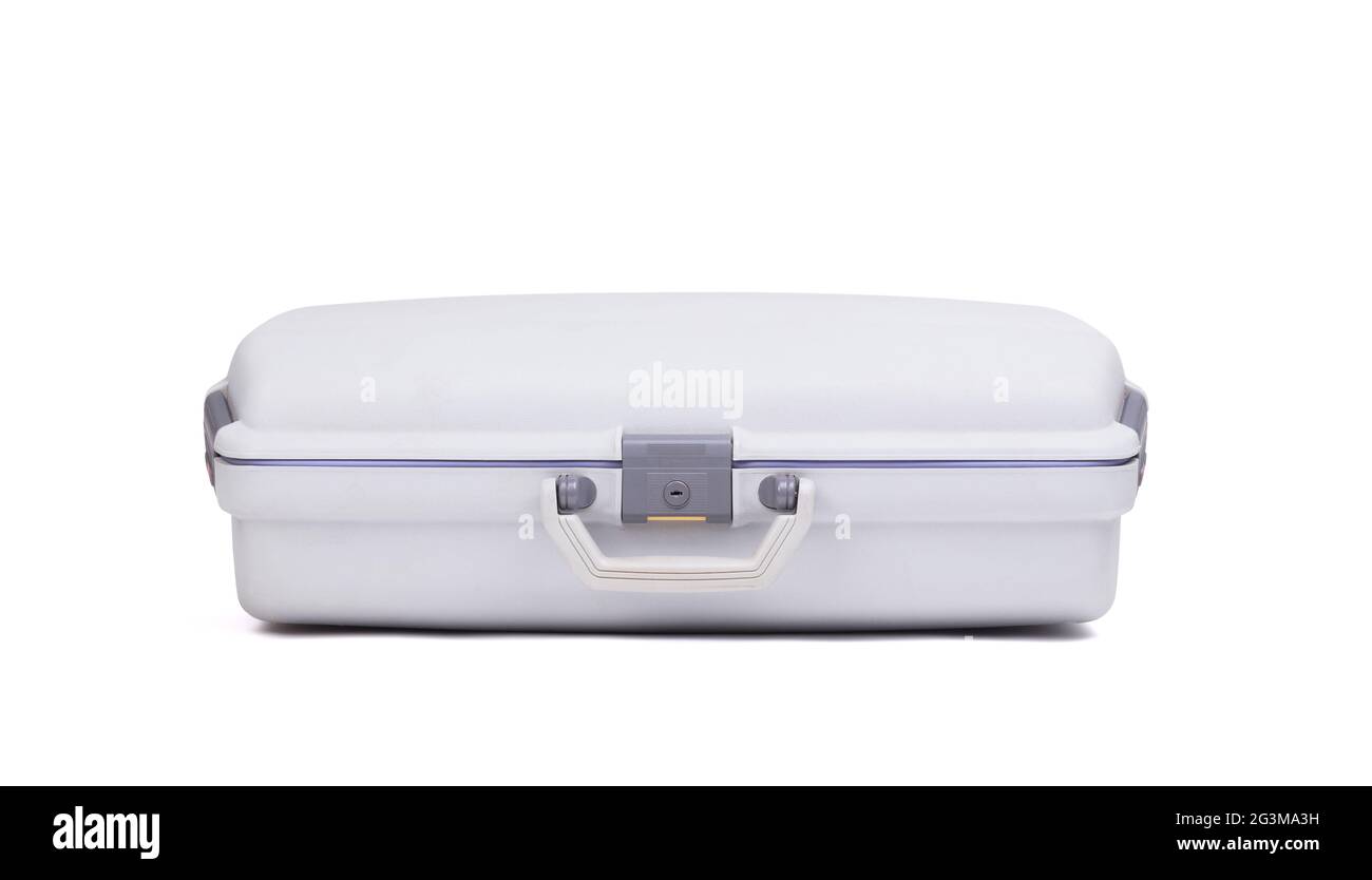 Grey suitcase isolated Stock Photo - Alamy