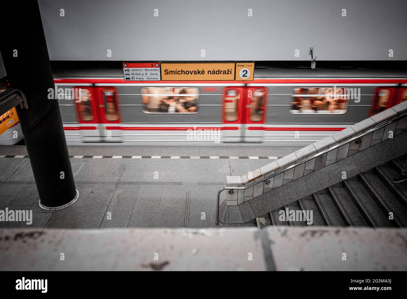 Prague metro station on line B - Smichovske nadrazi, in Prague, Czech ...