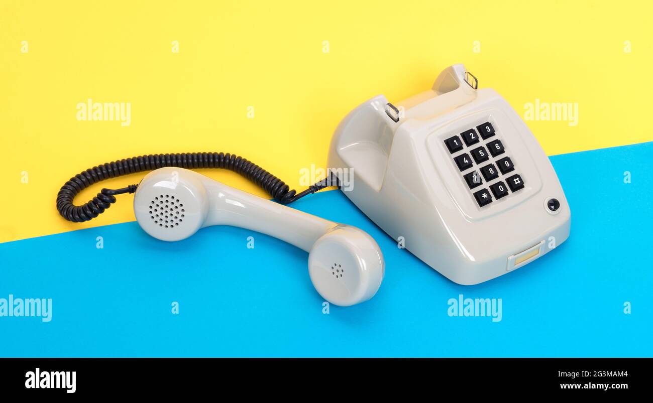 Vintage grey telephone Stock Photo - Alamy
