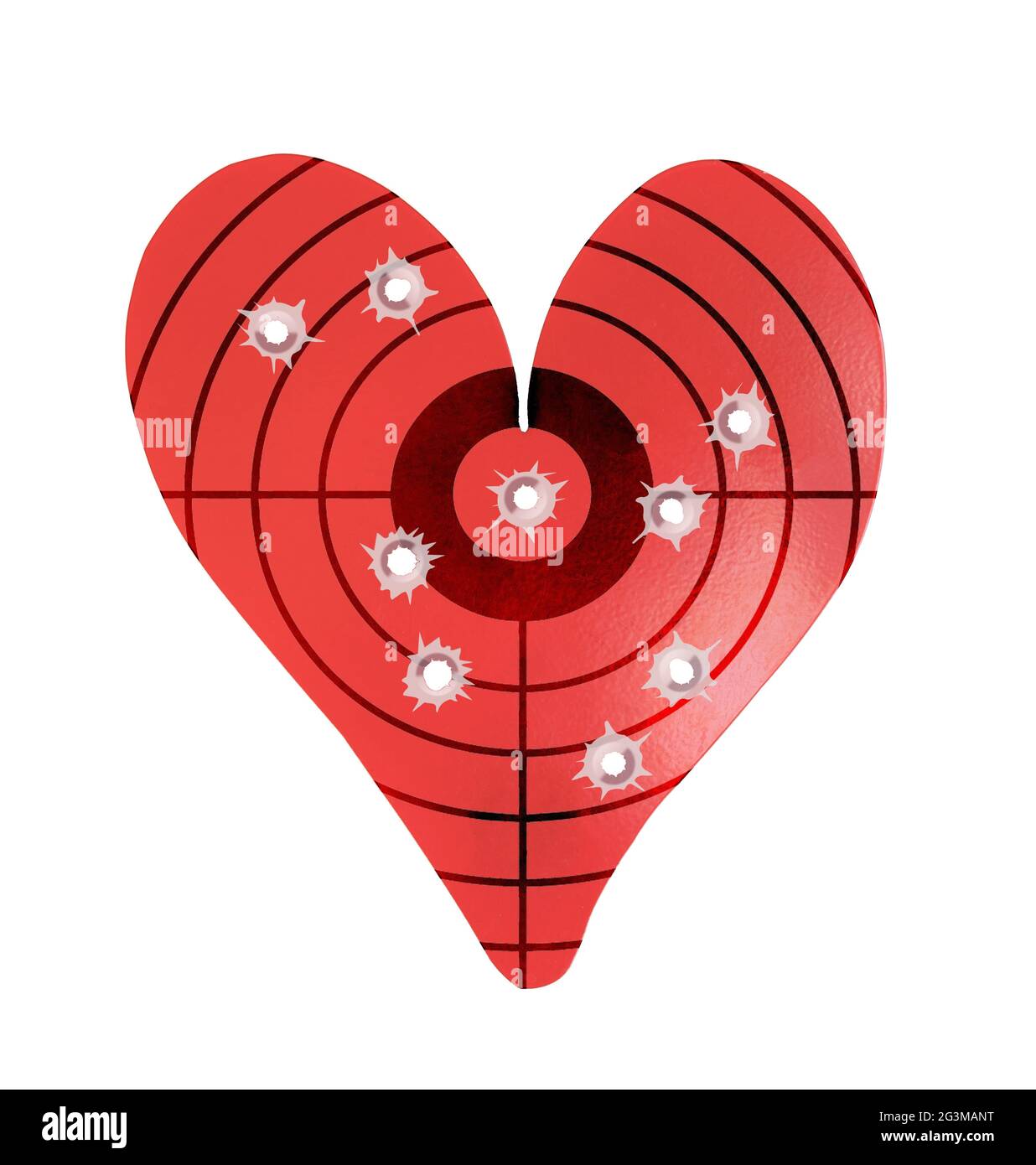 Bulletholes in a metal heart-shaped target Stock Photo - Alamy