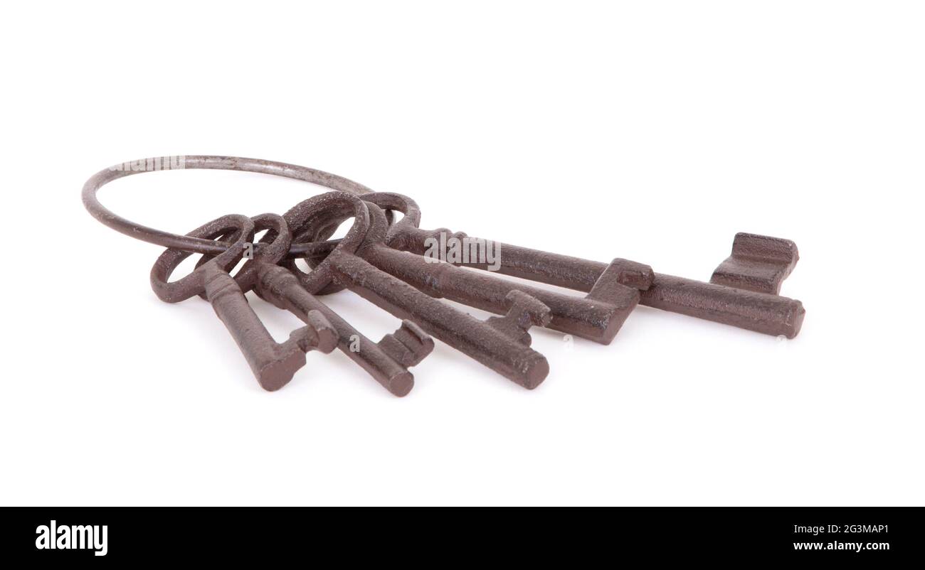 Antique keys on a ring Stock Photo - Alamy