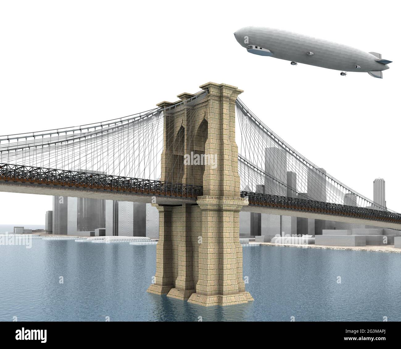 Brooklyn Bridge and Zeppelin in New York City Stock Photo - Alamy