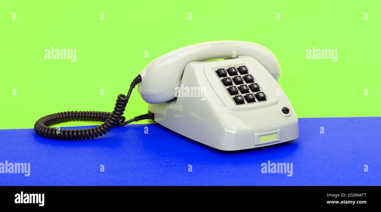 Vintage grey telephone Stock Photo - Alamy