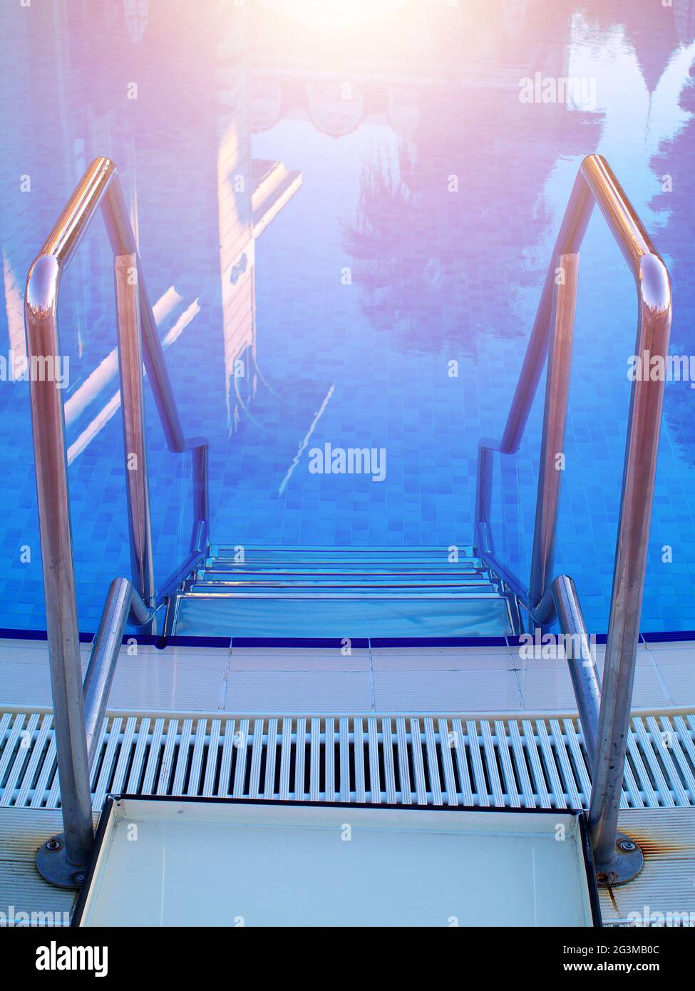 swimming pool in-pool ladder and depth marker Stock Photo - Alamy