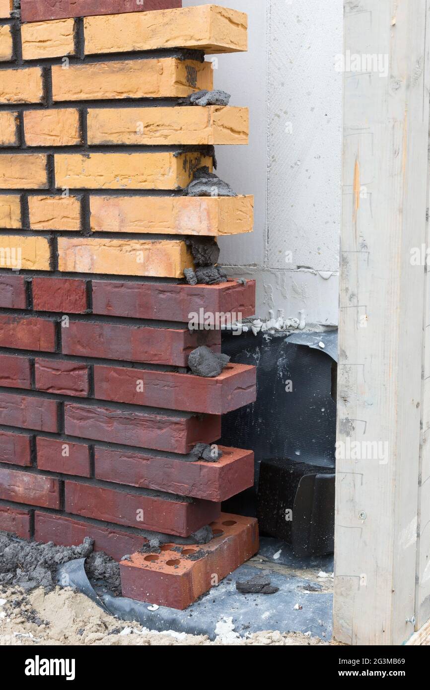 Building site with house under construction - Fresh brickwork Stock ...