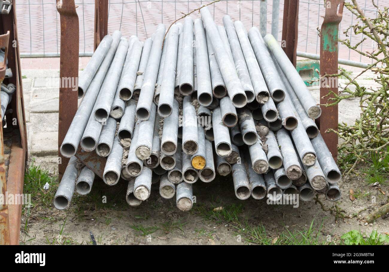 Building site with house under construction - Building materials Stock ...