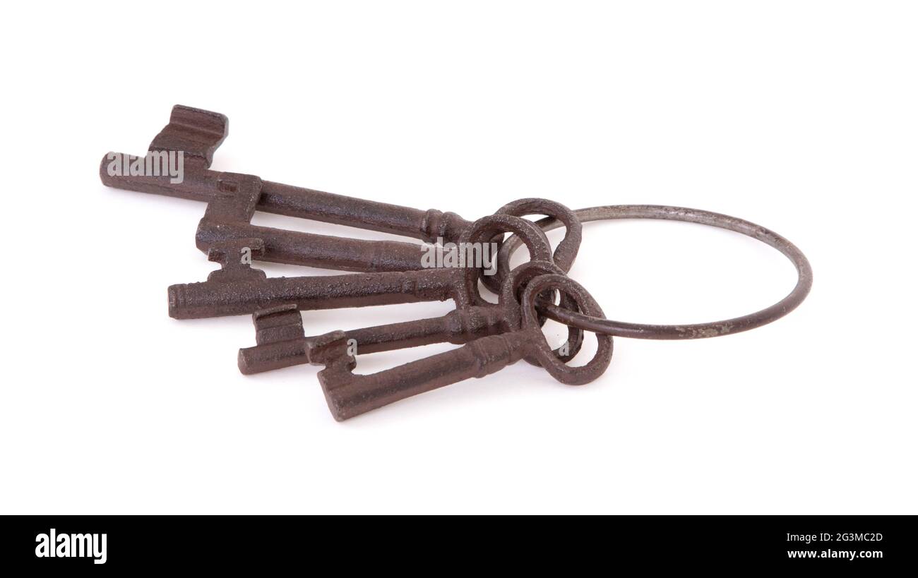 Antique keys on a ring Stock Photo - Alamy