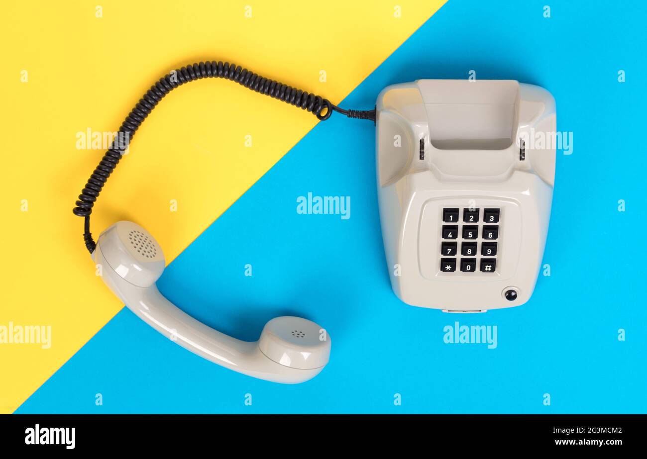 Vintage grey telephone Stock Photo - Alamy