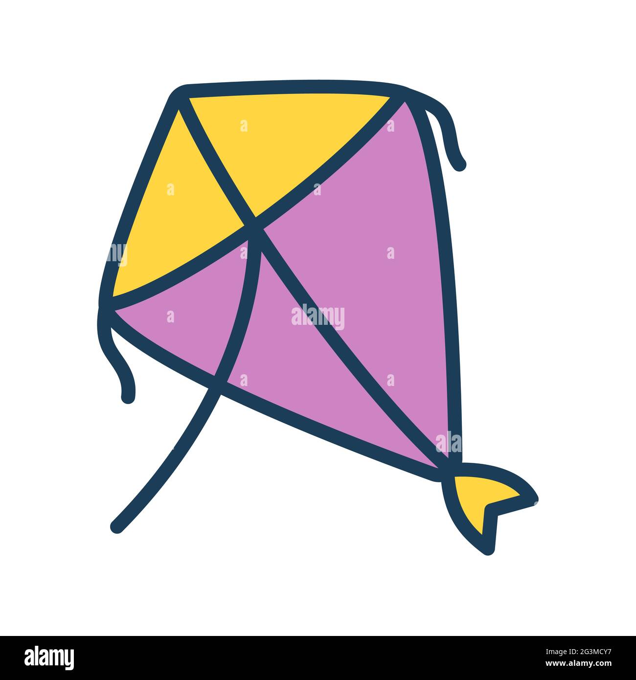 kite single isolated icon with filled line style vector illustration ...