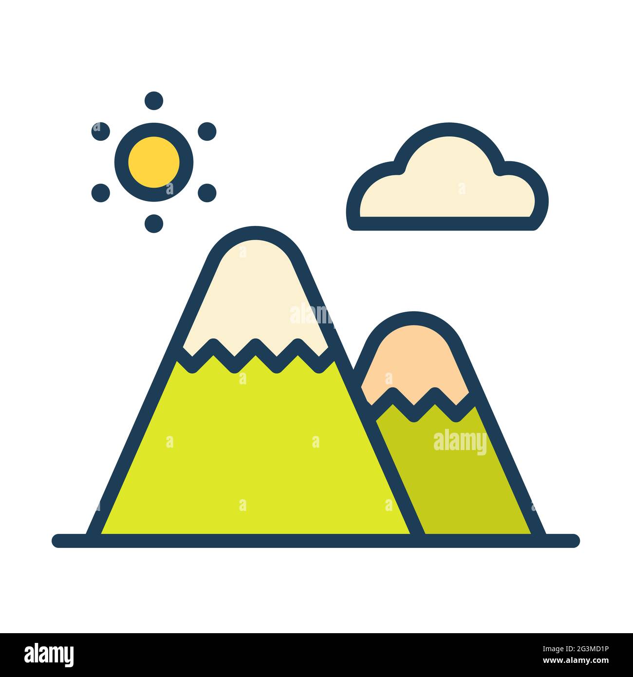mountain landscape single isolated icon with filled line style vector ...