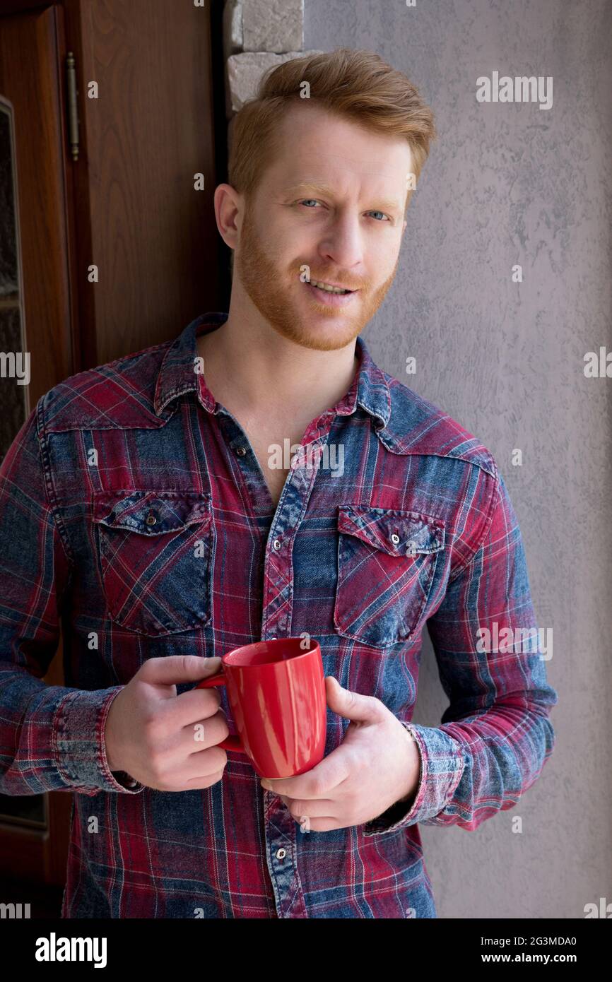 Male model drinking coffee hi-res stock photography and images - Alamy