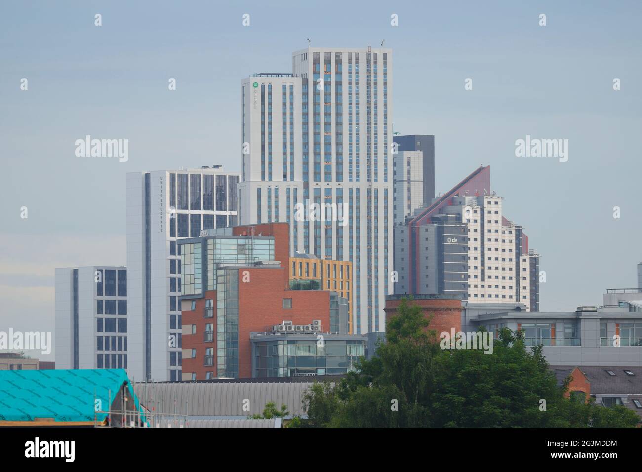 A view towards the Arena Quarter buildings in Leeds City Centre Stock ...